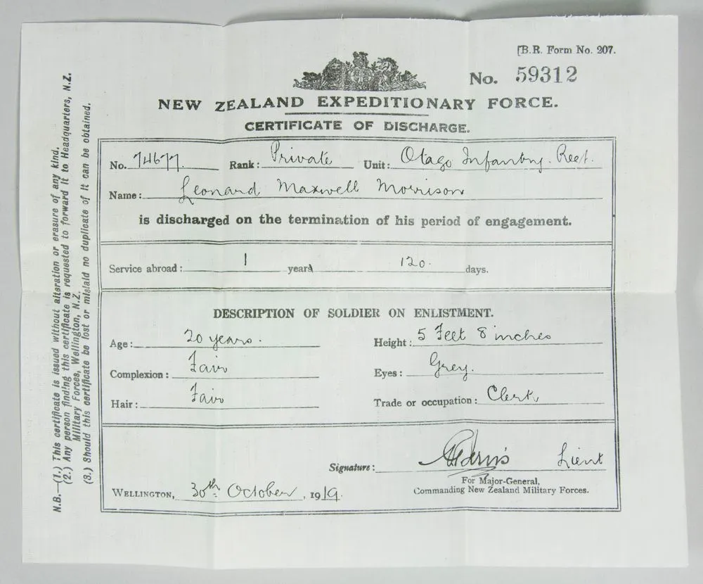 Certificate of Discharge | Record | DigitalNZ