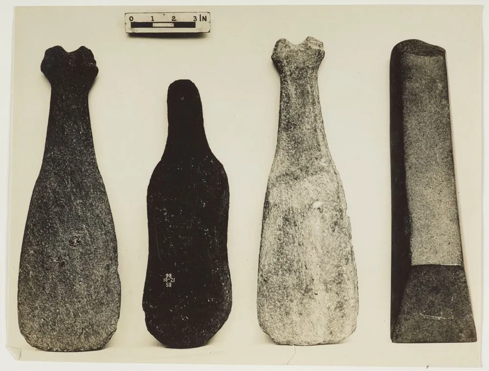 Three Chatham Island/Moriori patu (short hand weapon), a stone toki ...