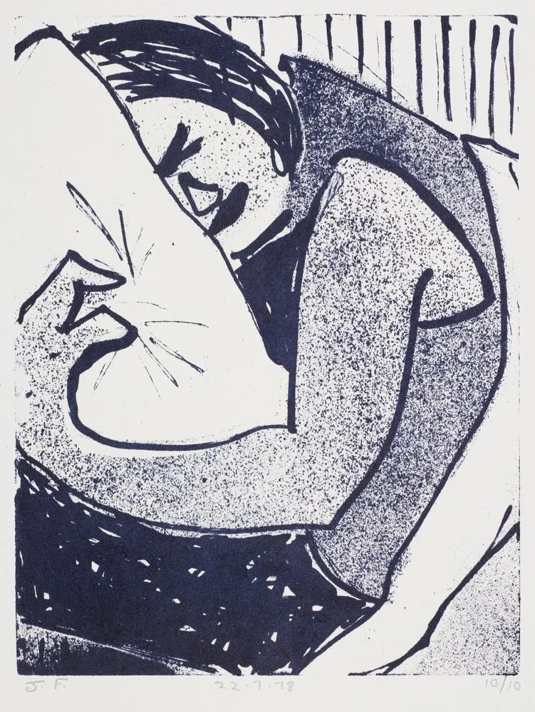 Untitled [Squeezing pillow]: from the series Forceps delivery | Record | DigitalNZ