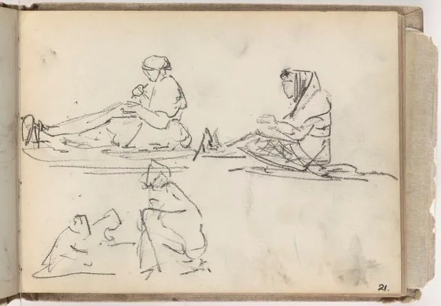 Figure sketches of women at work. From: A Marken sketchbook. | Record ...