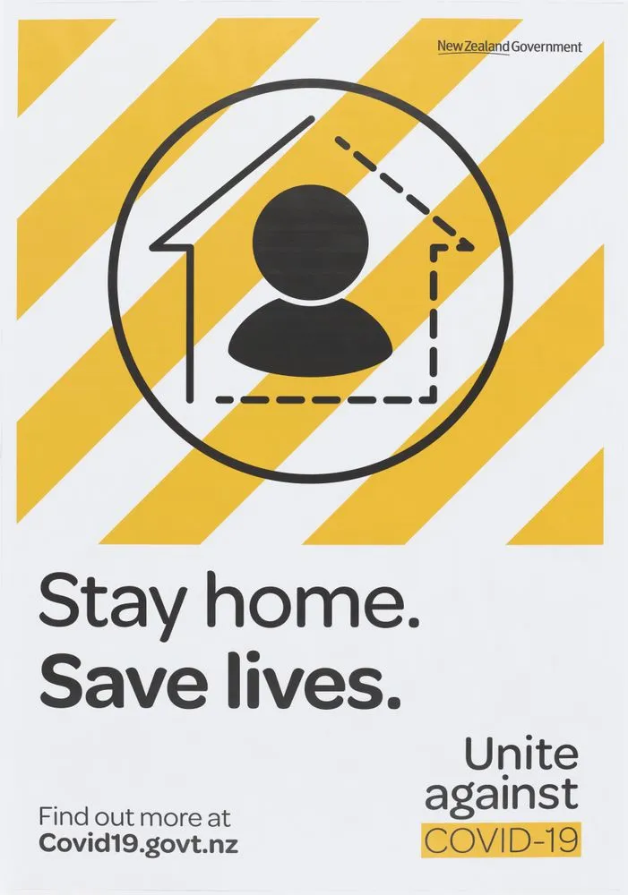 Stay home. Save lives. Covid-19 poster | Record | DigitalNZ