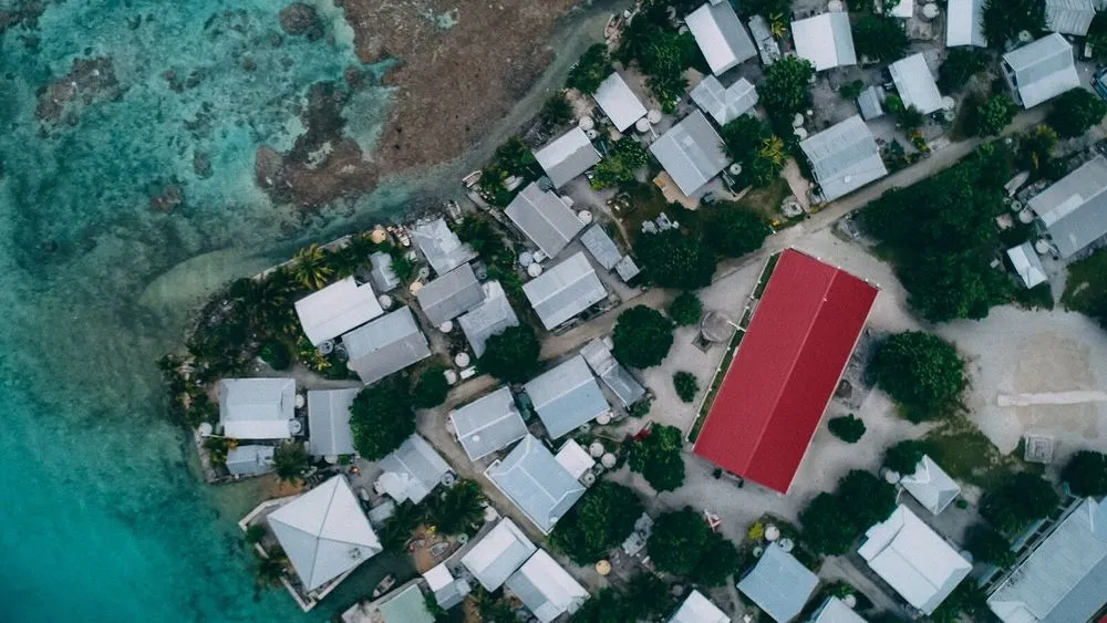 Aerial shot of Fakaofo, Tokelau | Record | DigitalNZ