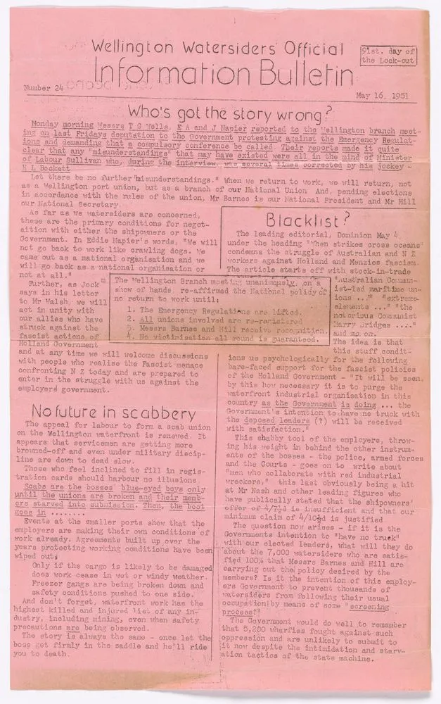 Wellington Watersiders Official Information Bulletin | Record | DigitalNZ