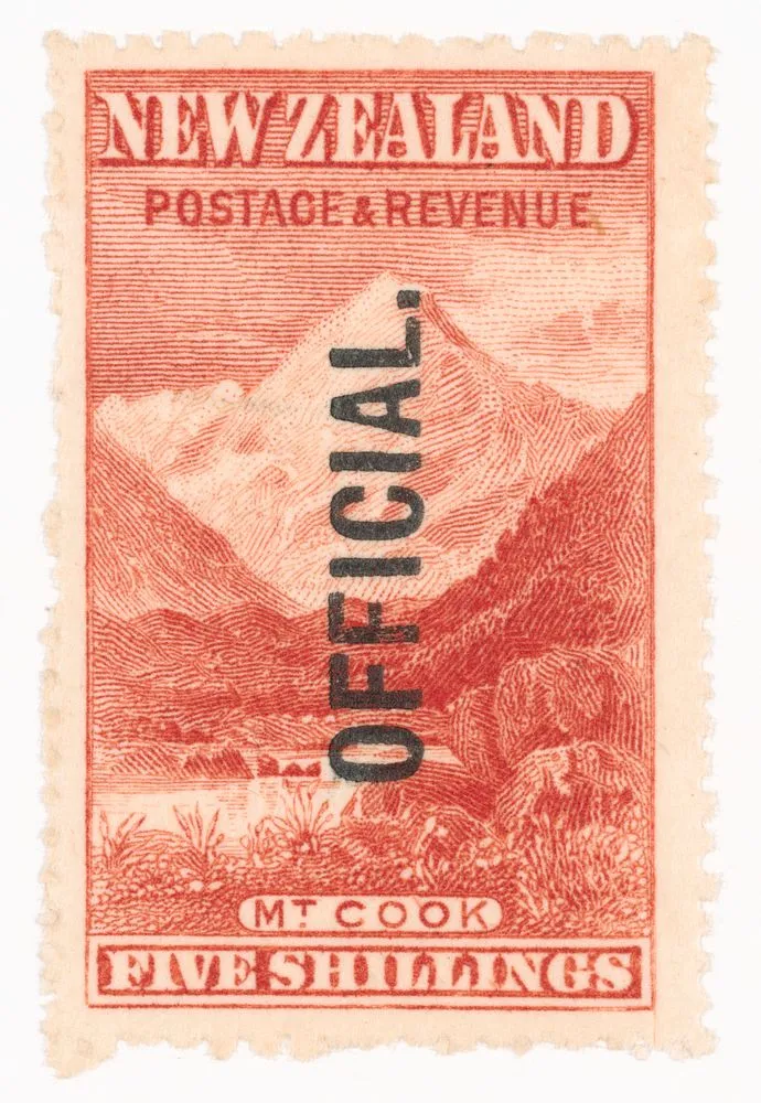 Issued five shillings 'Mount Cook' Official stamp | Record | DigitalNZ