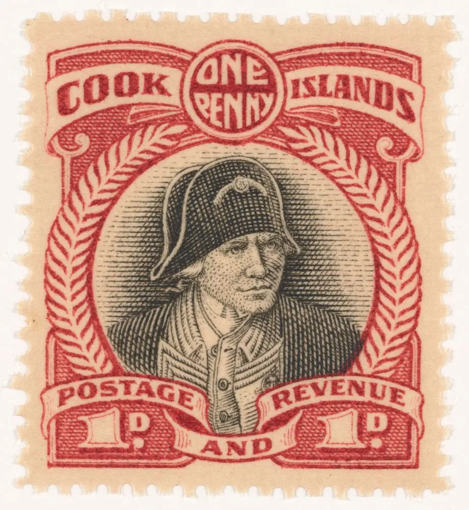 Issued one penny 'Captain Cook' Cook Islands stamp | Record | DigitalNZ