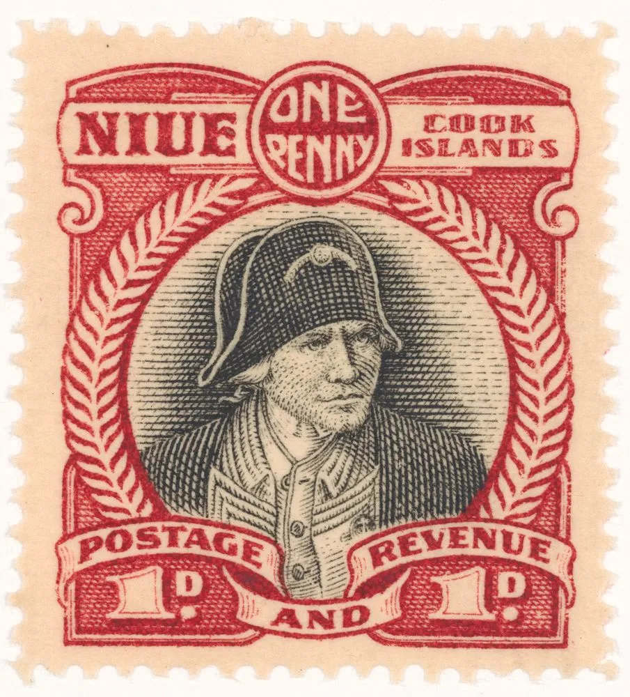 Issued one penny Niue 'Captain Cook' stamp | Record | DigitalNZ