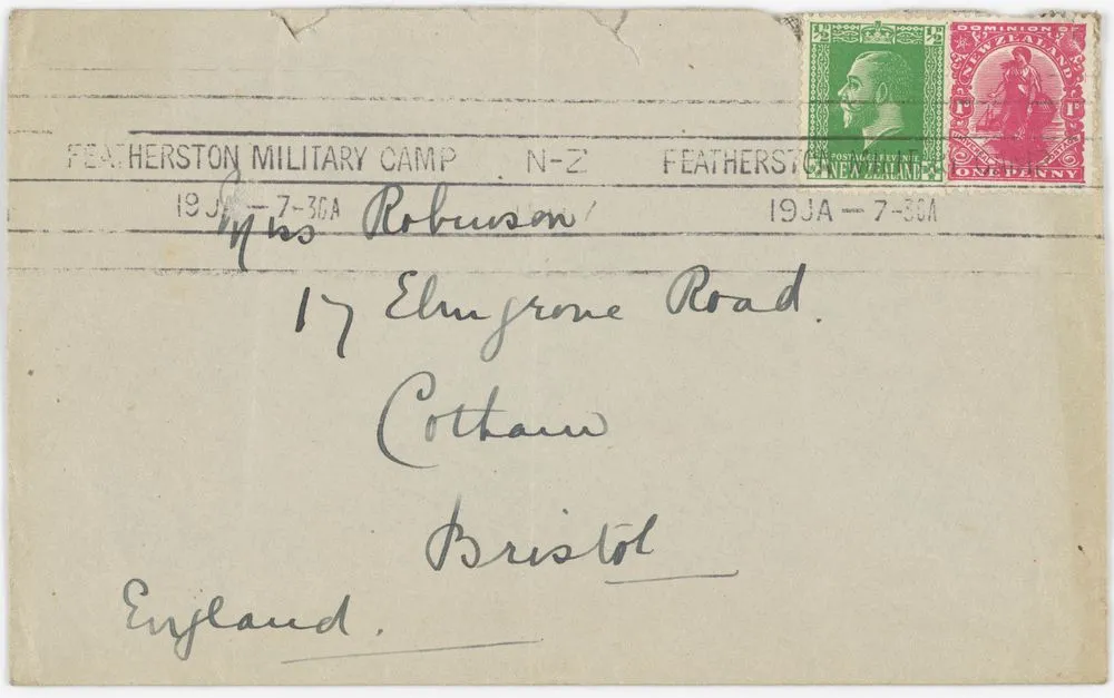 Philatelic 'cover' [envelope], WWI | Record | DigitalNZ