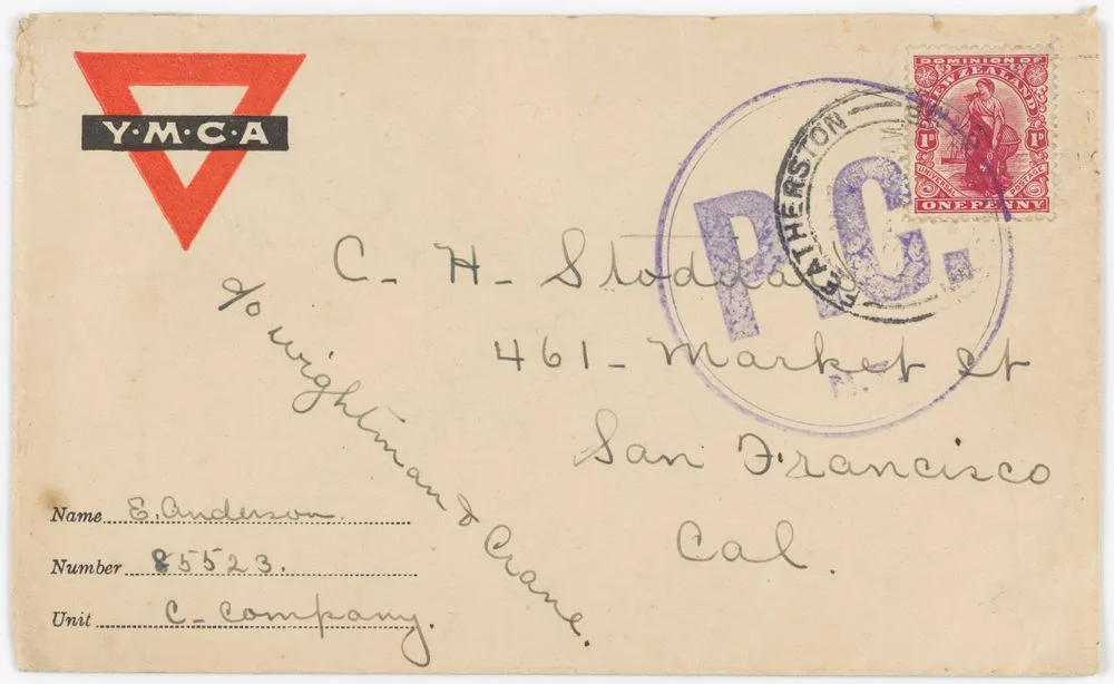 Philatelic 'cover' [envelope], WWI | Record | DigitalNZ