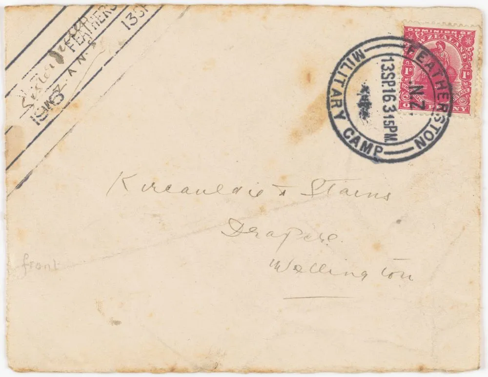 Philatelic 'cover' [envelope], WWI | Record | DigitalNZ