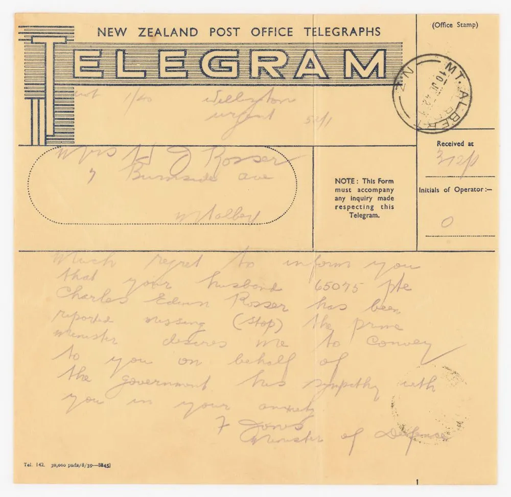 Telegram, WWII | Record | DigitalNZ