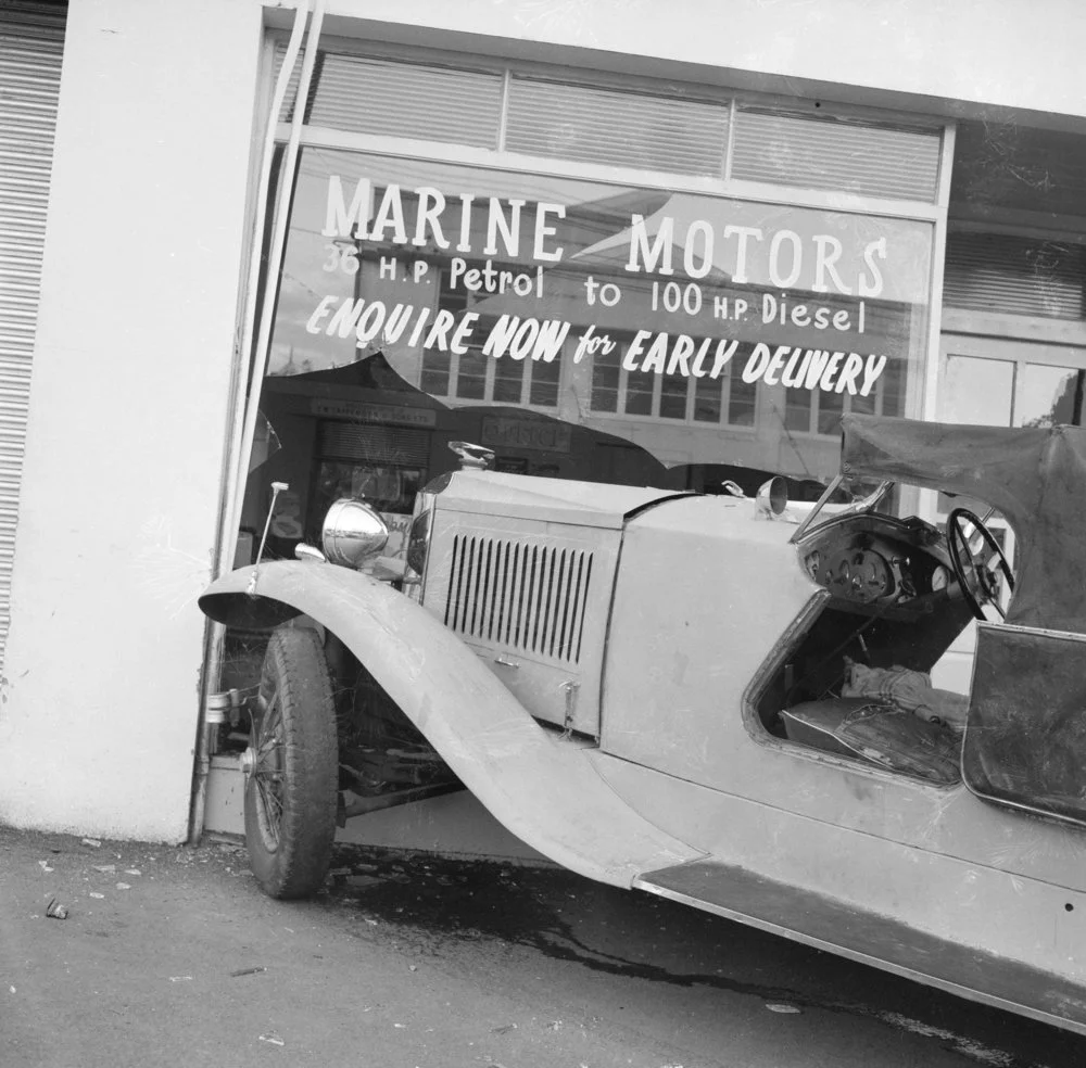 Car smash, Tappenden Motors, 1960 | Record | DigitalNZ