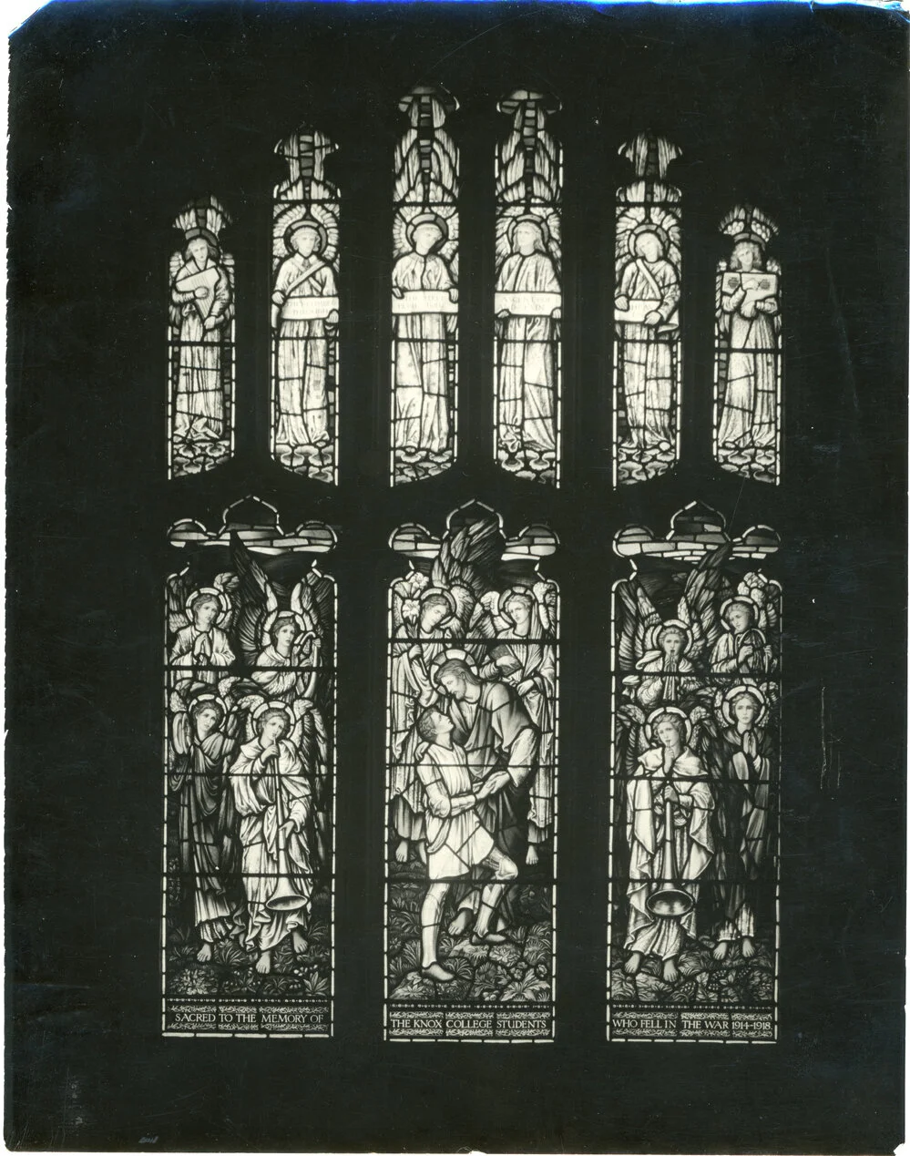 Three-panel stained-glass window War Memorial, Ross Chapel | Record ...