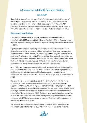 All Right? Research and Evaluation: Research Summary June 2014 | Record ...