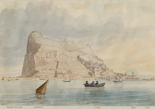 Gibraltar from the Inner Roads; Neutral Ground; Galleries; Town; Mole ...