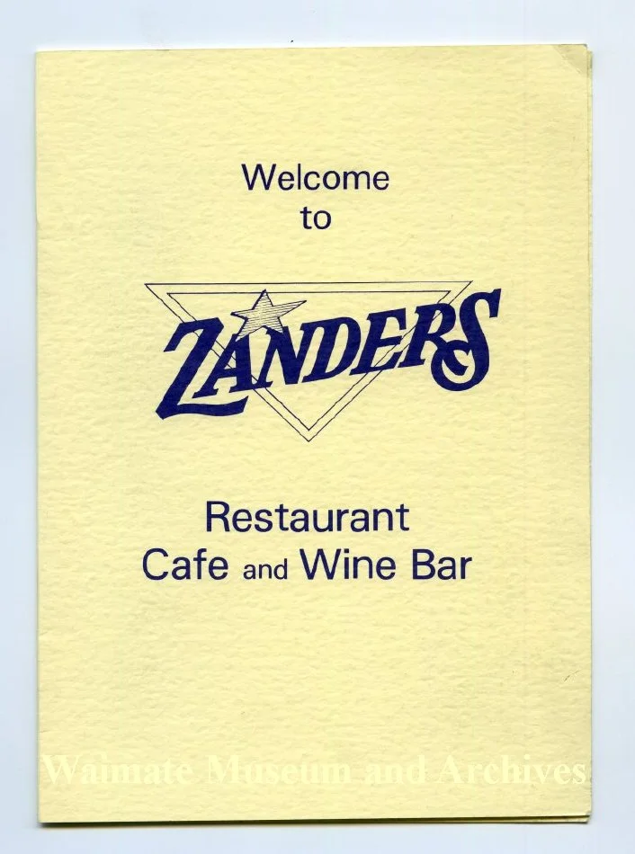 Zanders Restaurant Cafe and Wine Bar menu | Record | DigitalNZ
