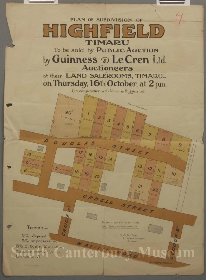 Plan of subdivision of Highfield Timaru Map | Record | DigitalNZ