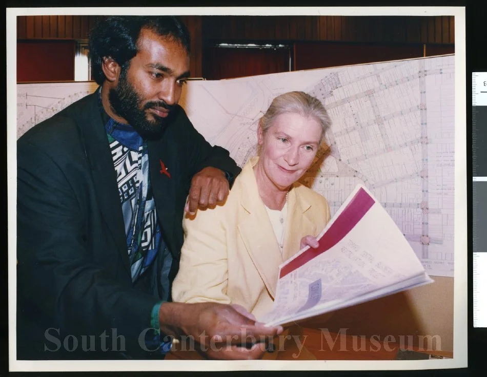 Jane Coughlan and John Achari viewing revitalization plans | Record | DigitalNZ