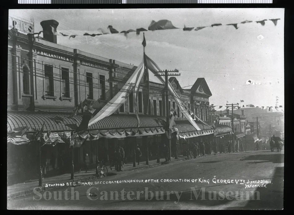 Stafford St S Timaru decorated in honour of the Coronation of King ...