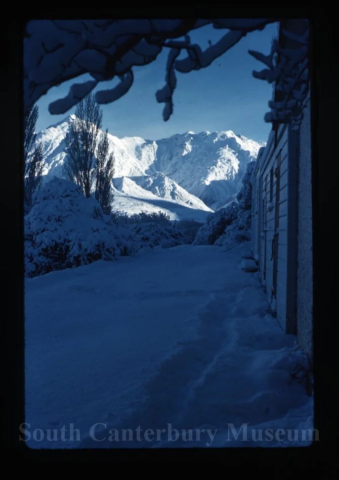 A view along the Mount Cook Station homestead outbuildings | Record ...