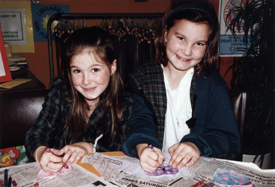 Library; Anna McColl and Laura Topp take a break from from making ...