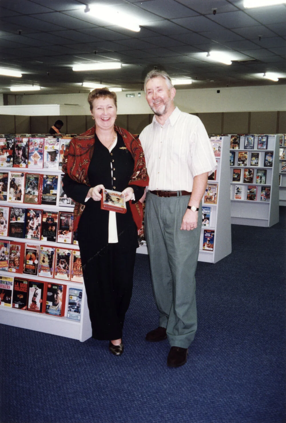 Video Ezy, 74 Queen Street; Jim and Freda Graham in their new store ...
