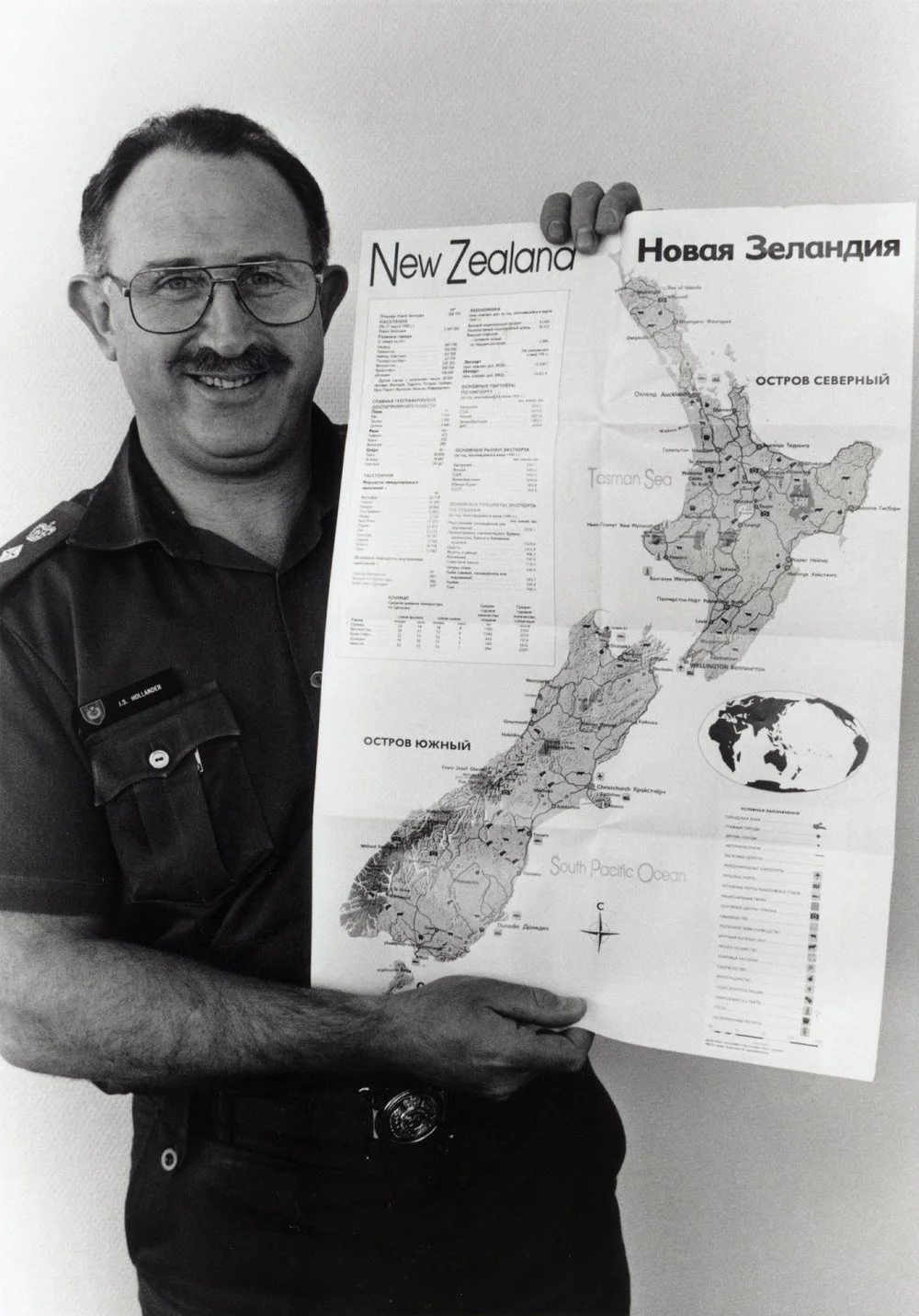 Army; Lieutenant Colonel Joe Hollander back from Russia, with map of ...