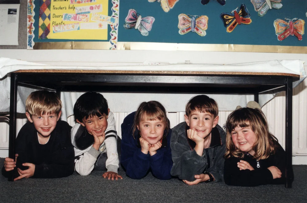 Pinehaven School; earthquake drill; Joshua Cassey, Daniel Kahu, Koryn ...
