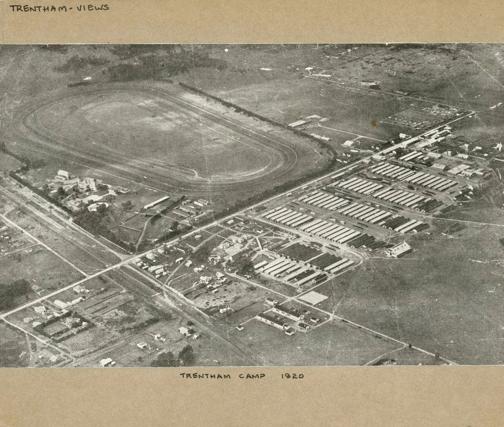 Trentham Camp 1920; aerial view looking east. | Record | DigitalNZ