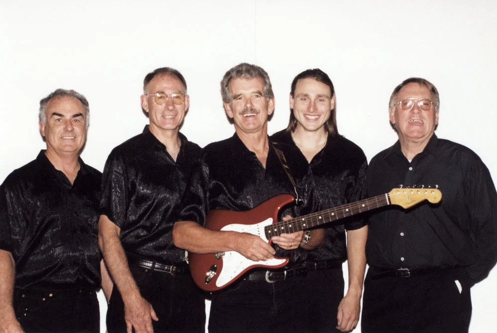 The Strangers band; Peter Stewart, Roger Whiteman, Kevin Stent, Miles ...