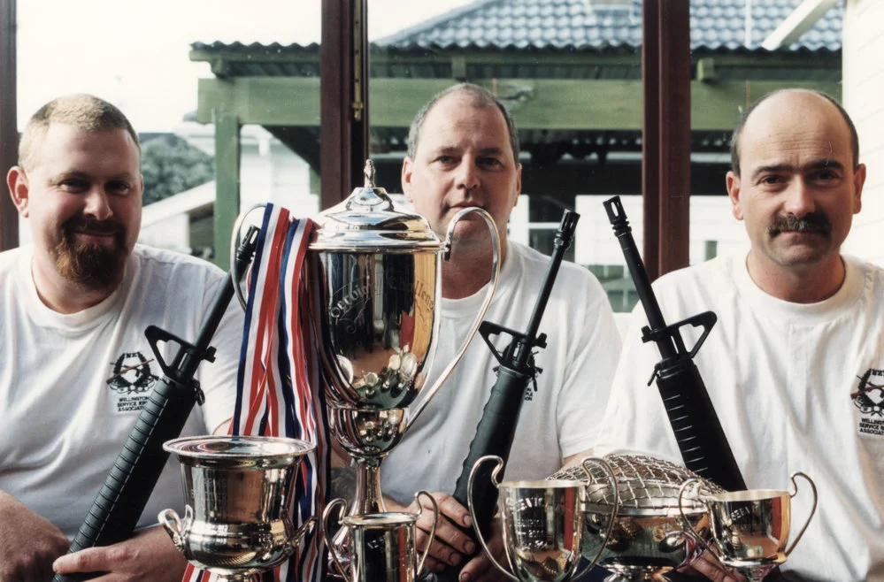 Rifle shooting; Jason Davis, Chris Parnell, Colin Welch, with prizes ...