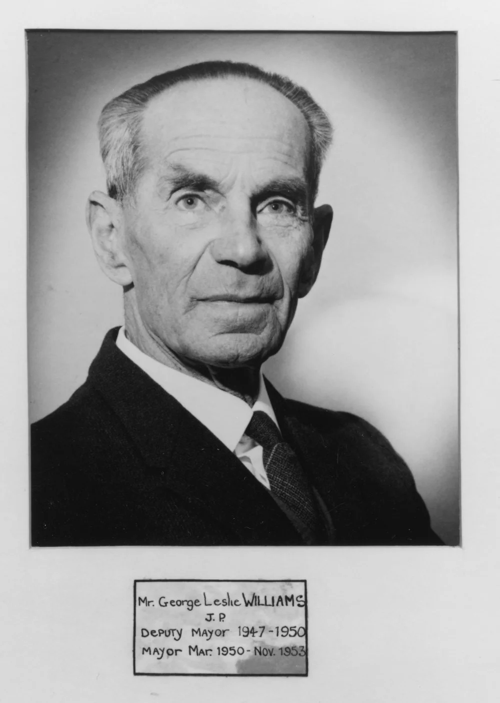 Mayor, 1950-1953; George Leslie Williams; studio portrait. [P1 - 26 ...