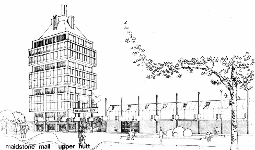 Maidstone Mall; original concept; drawing of frontage | Record | DigitalNZ