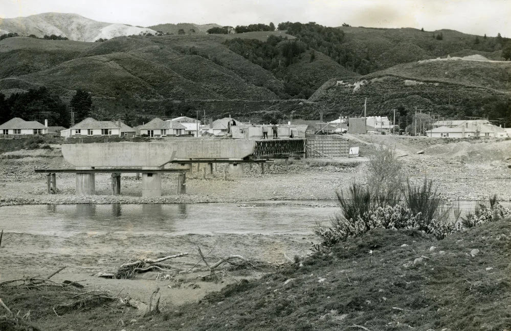 Totara Park bridge 6; preparing to start deck beams. | Record | DigitalNZ