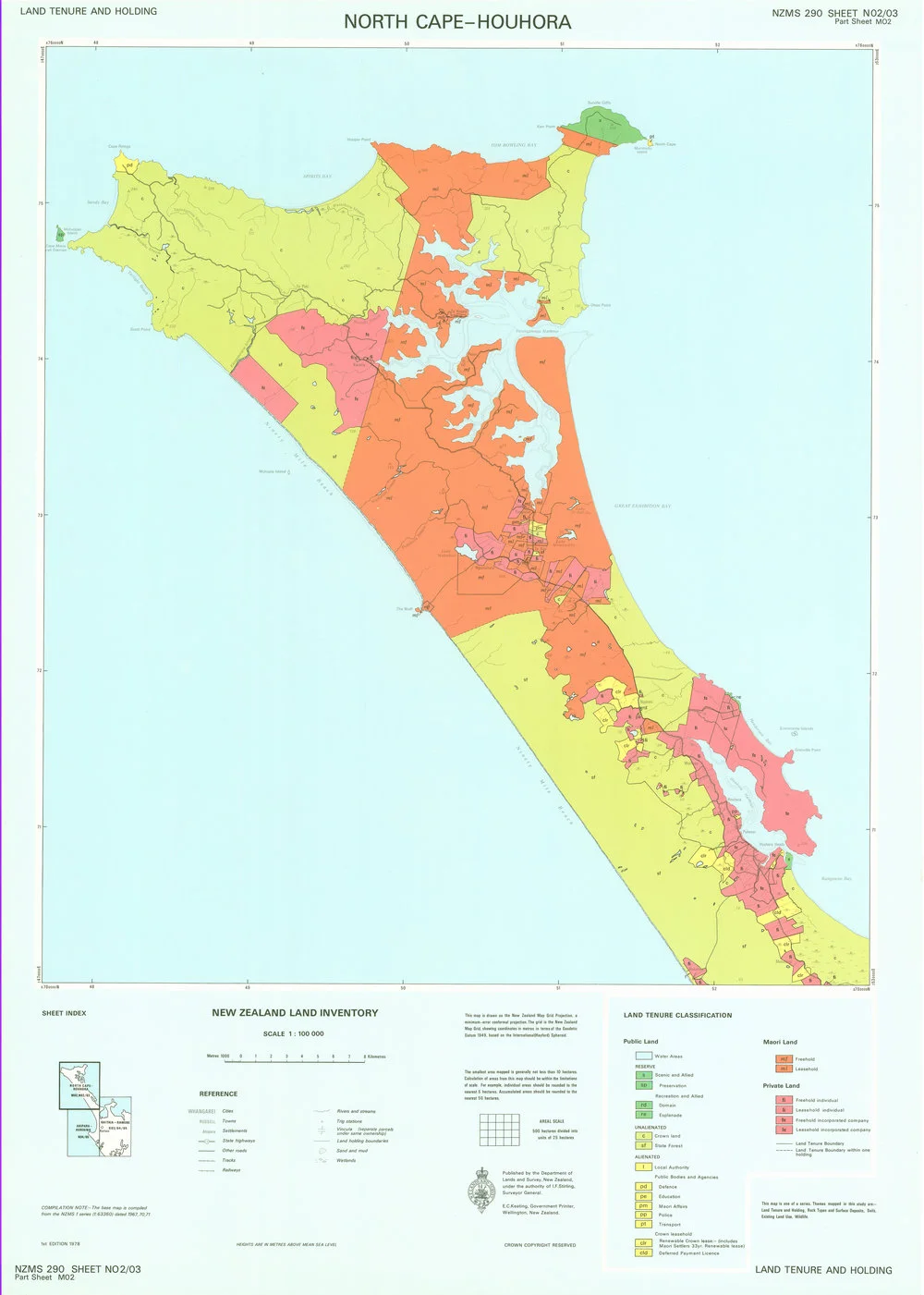 New Zealand Land Inventory : North Cape - Houhora : Land tenure and ...