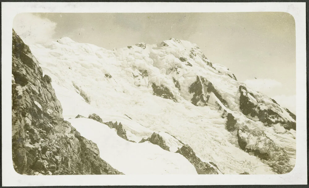Mt Hardinger (right) and Grey Peak from Haast Hut | Record | DigitalNZ