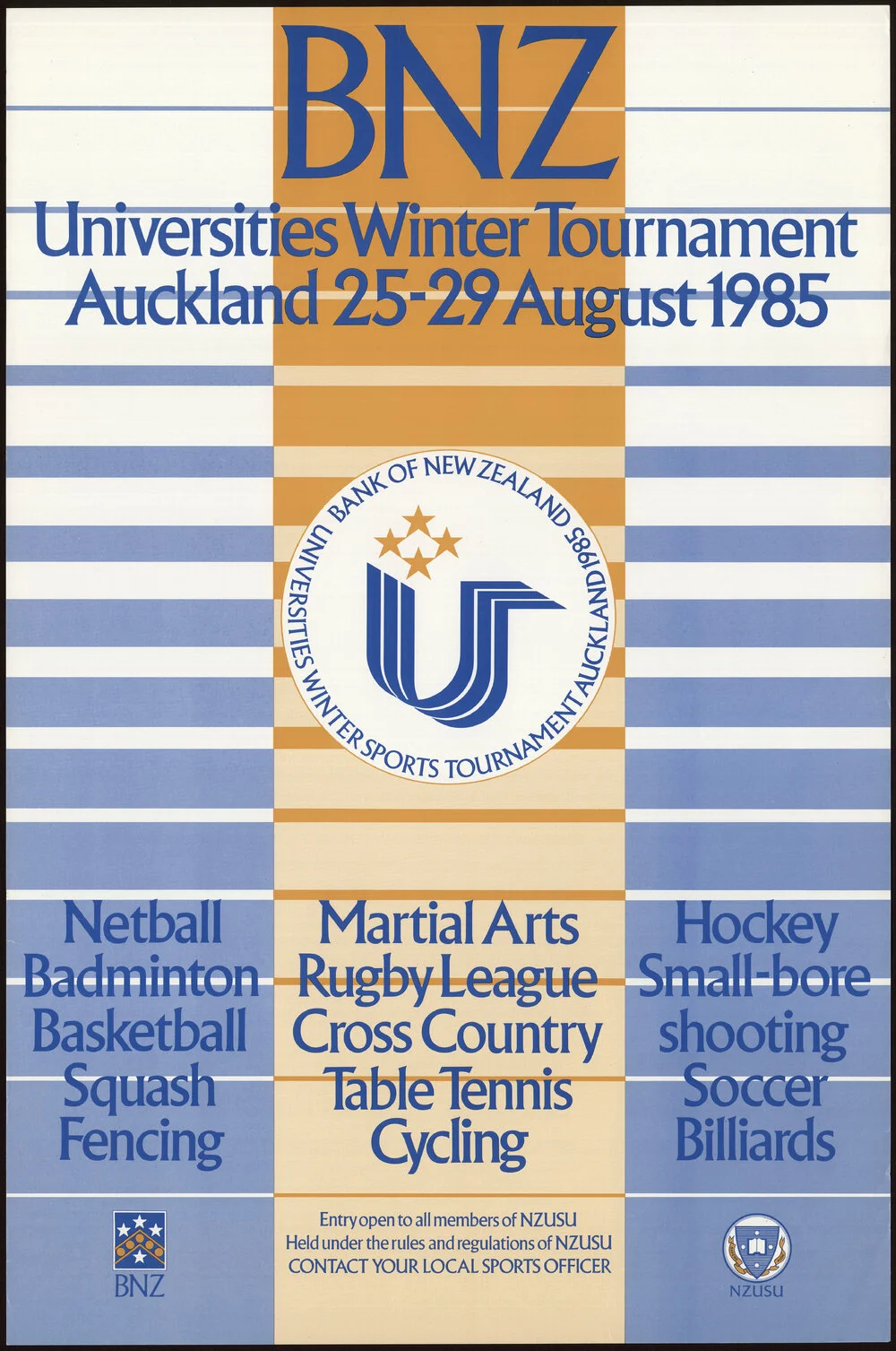 BNZ Universities Winter Tournament Auckland 25-29 August 1985. | Record ...