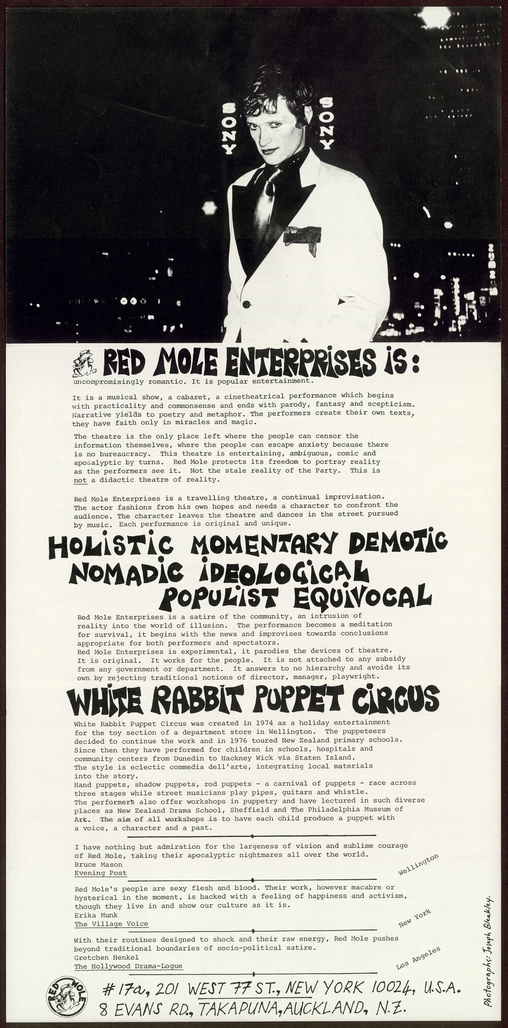 Red Mole Enterprises is: uncompromisingly romantic. It is popular ...