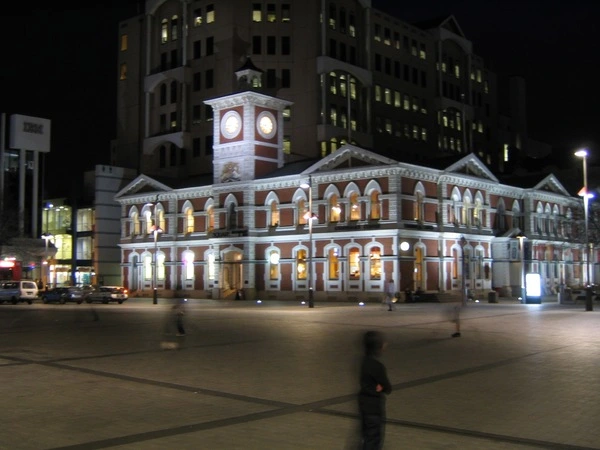 View of Post Office buildings in Cathedral Square at night | Record ...
