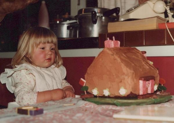 Sarah with her second birthday cake | Record | DigitalNZ